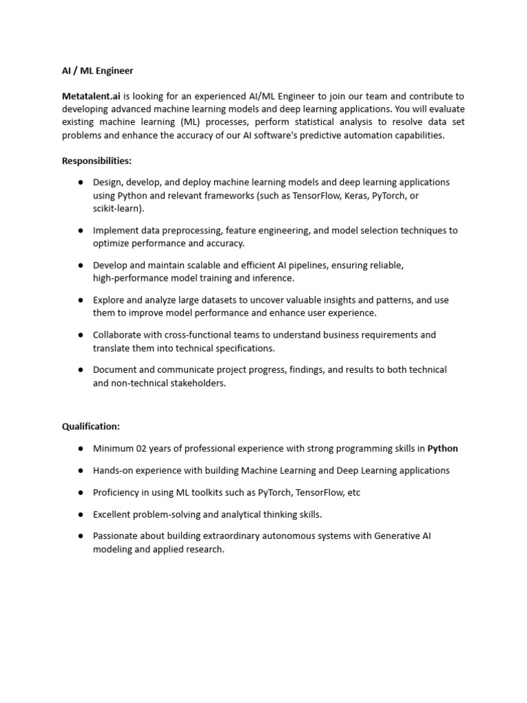 AI_ML Engineer - JD.docx (1) | PDF