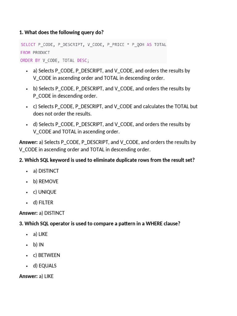 Quiz 2 Online Intro DB 2025 | PDF | Table (Database) | Computer Programming