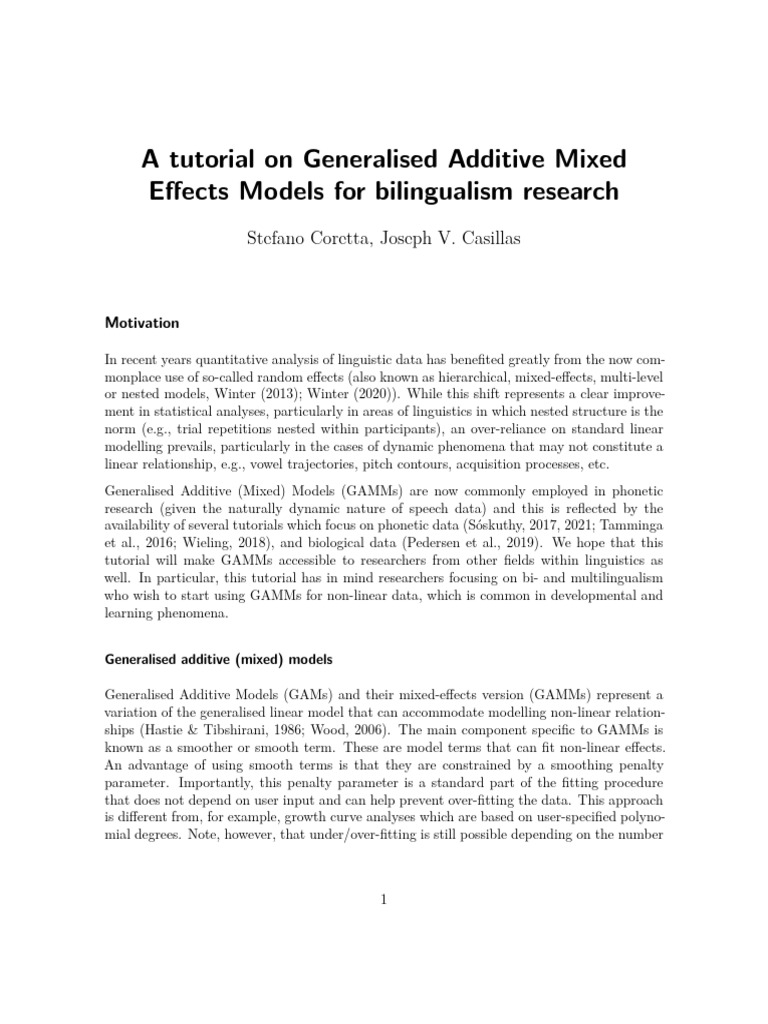 GAMMs Tutorial for Bilingualism Research | PDF | Second Language ...