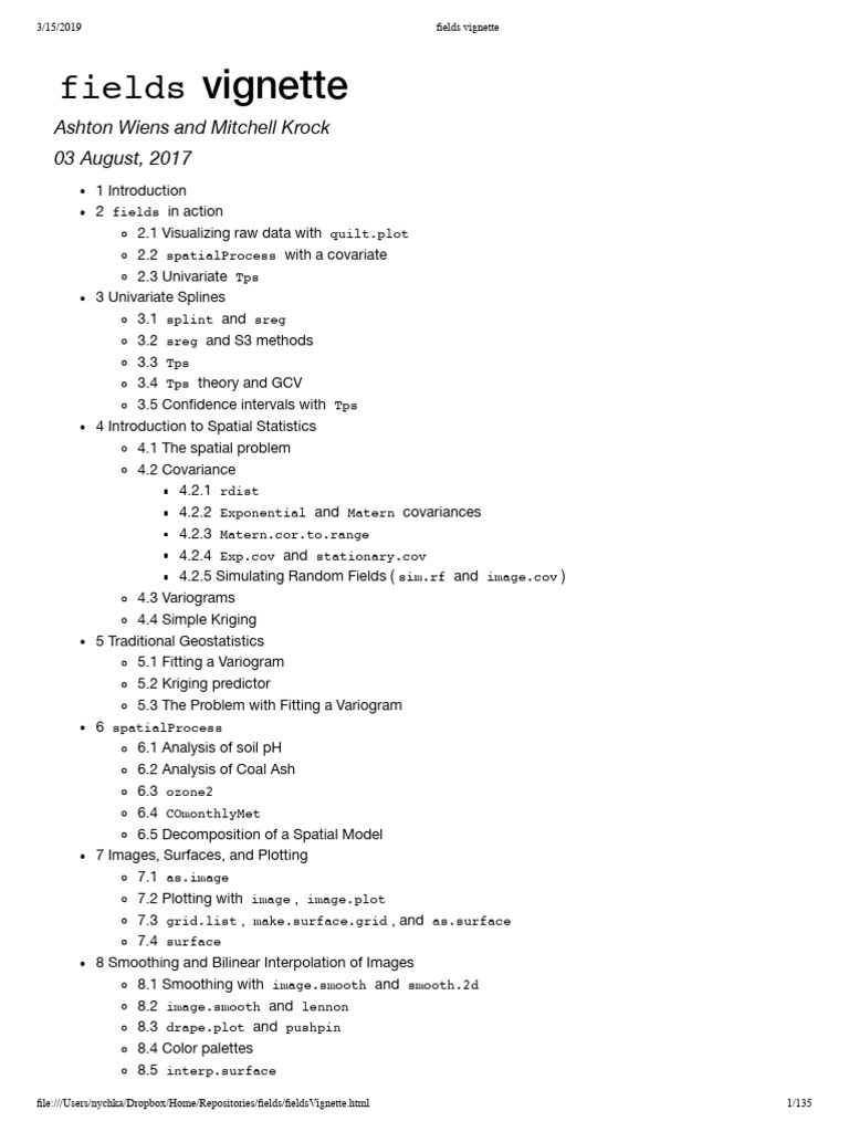 Fields Vignette | PDF | Spatial Analysis | Spline (Mathematics)
