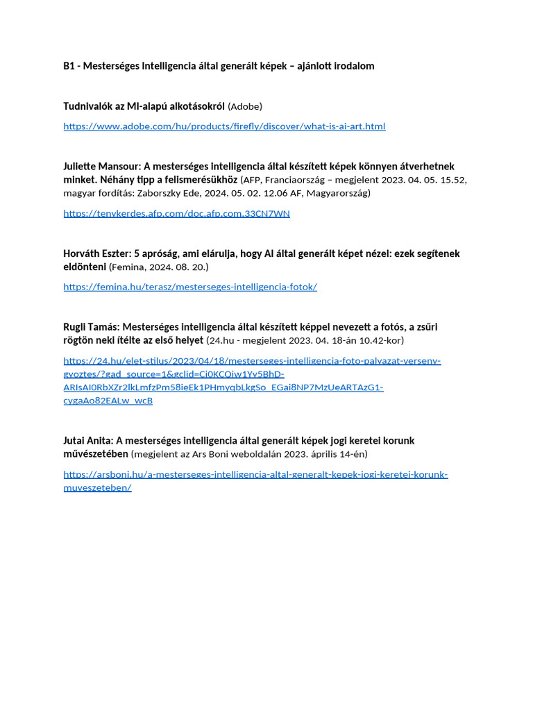 B1 Ajánlott Irodalom | PDF