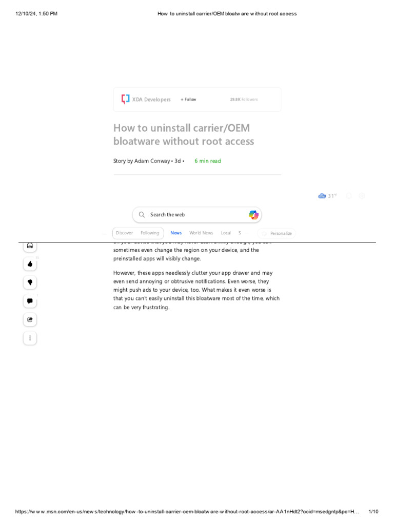 How To Uninstall Carrier - OEM Bloatware Without Root Access | PDF | Mobile App | Android ...