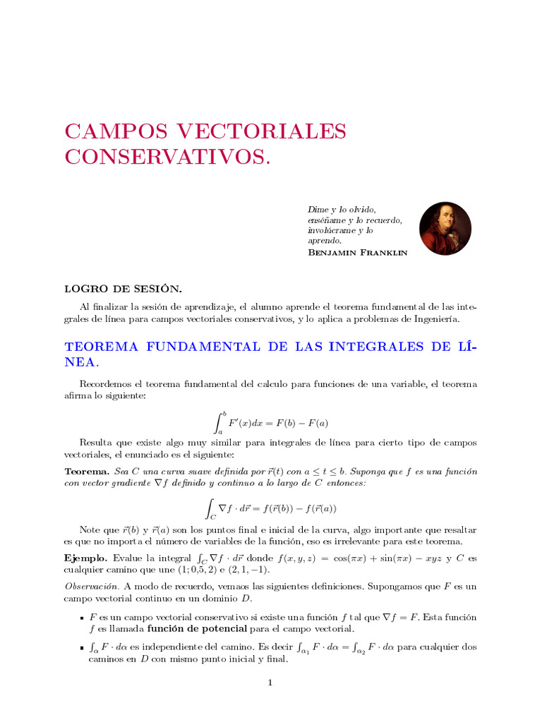 S14 - s2 - CAMPOS - VECTORIALES - CONSERVATIVOS | PDF | Vector Euclidiano | Integral