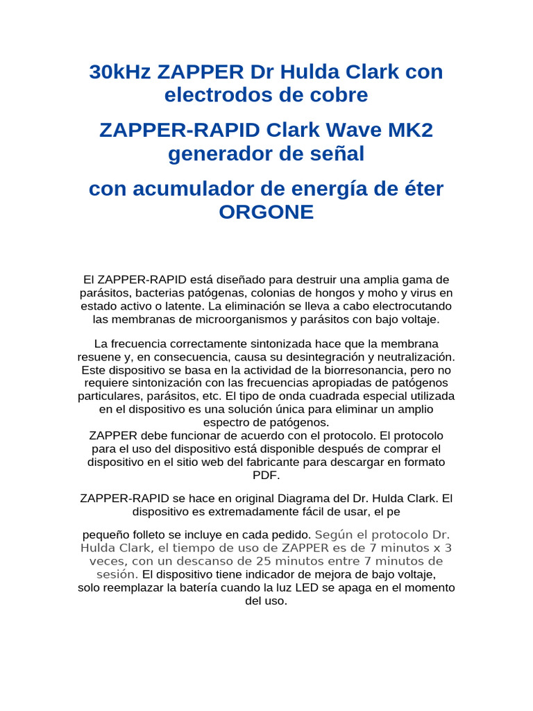 Zapper-Rapid: Eliminación de Patógenos | PDF | Patógeno