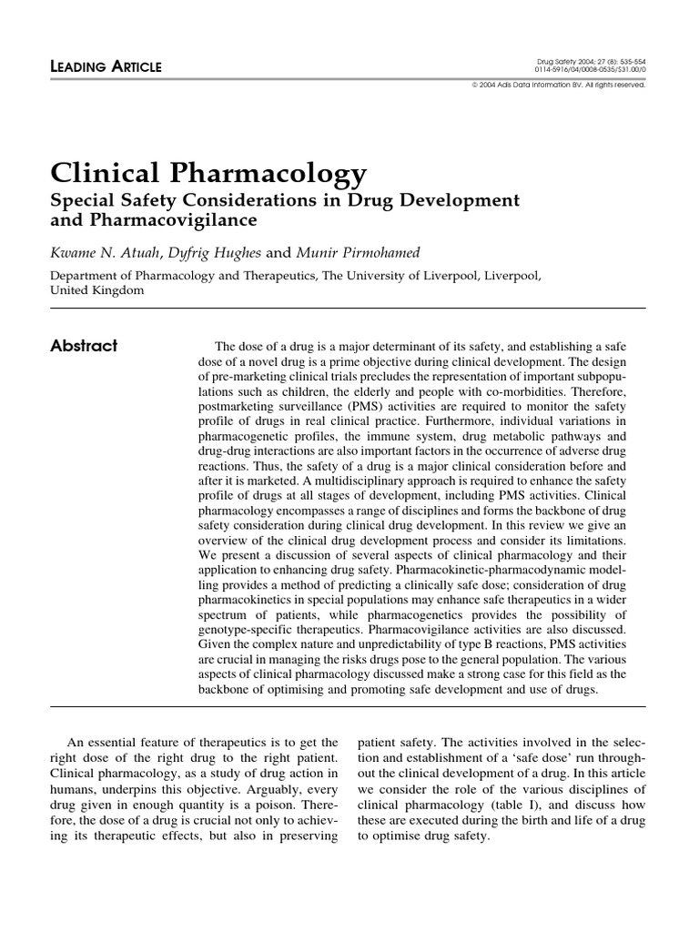 Drug Safety in Development & Pharmacovigilance | PDF | Phases Of ...