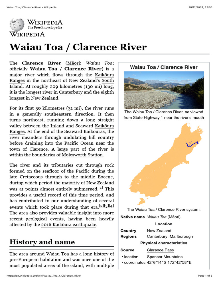 Waiau Toa : Clarence River | PDF | Geology | Earth Sciences