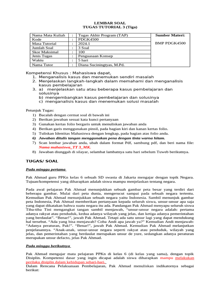 Tugas Tutorial 3: Analisis Pembelajaran PPKn | PDF