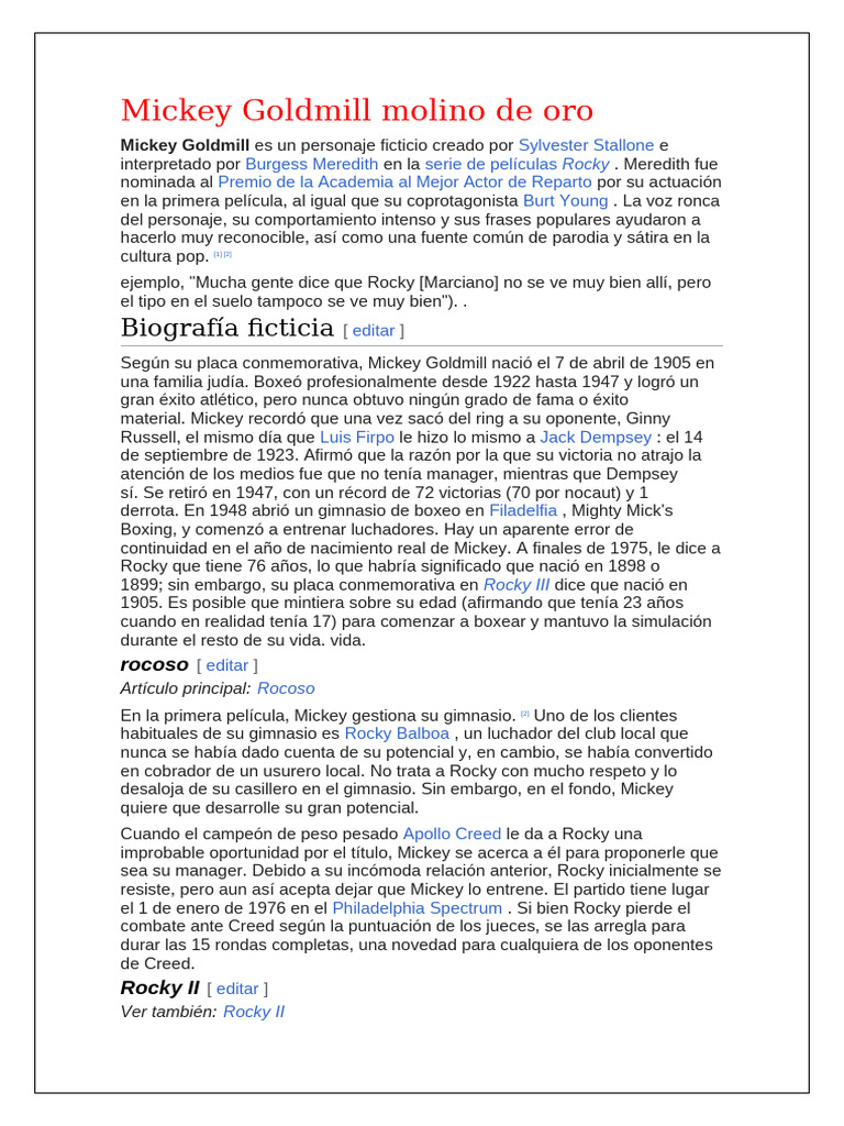 Mickey Goldmill molino de oro | PDF