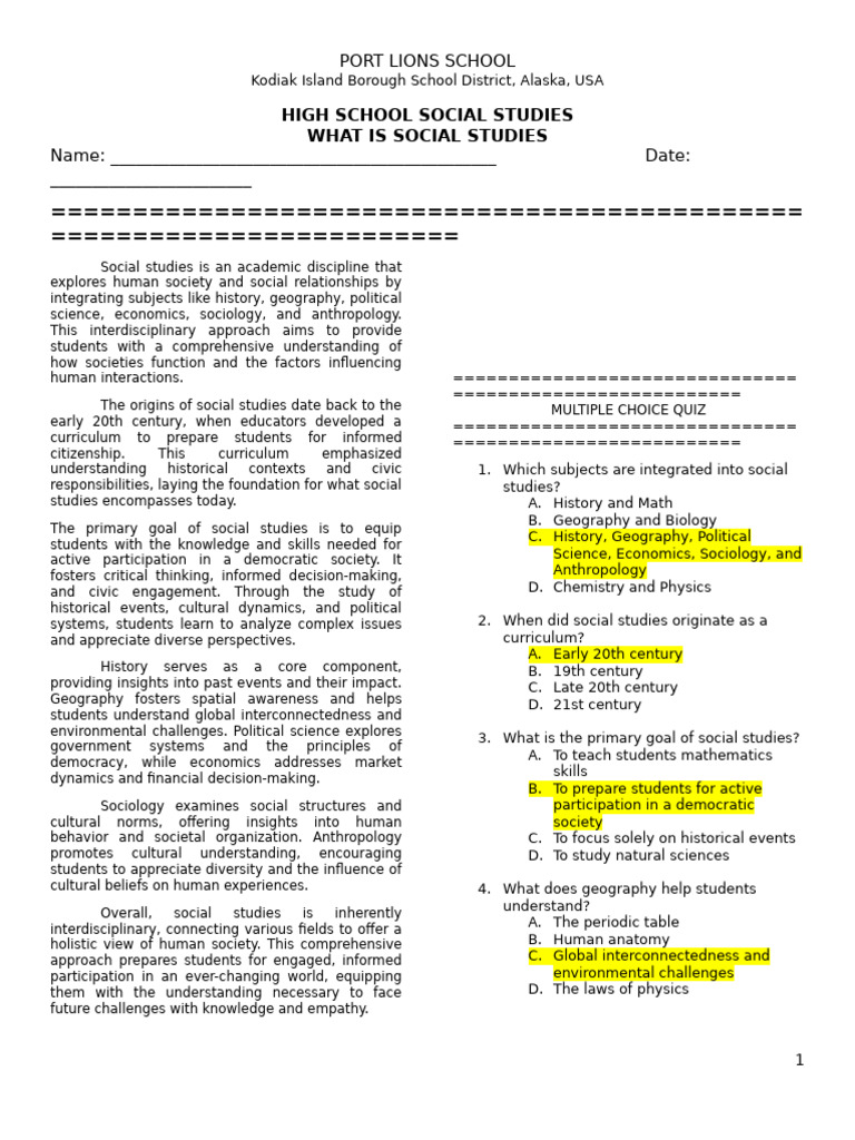 01 What Is Social Studies | PDF | Geography | Sociology