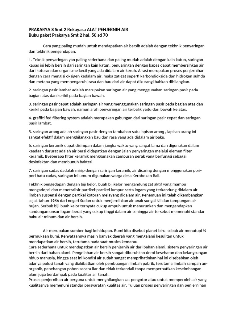 Teknik Penjernihan Air Sederhana | PDF