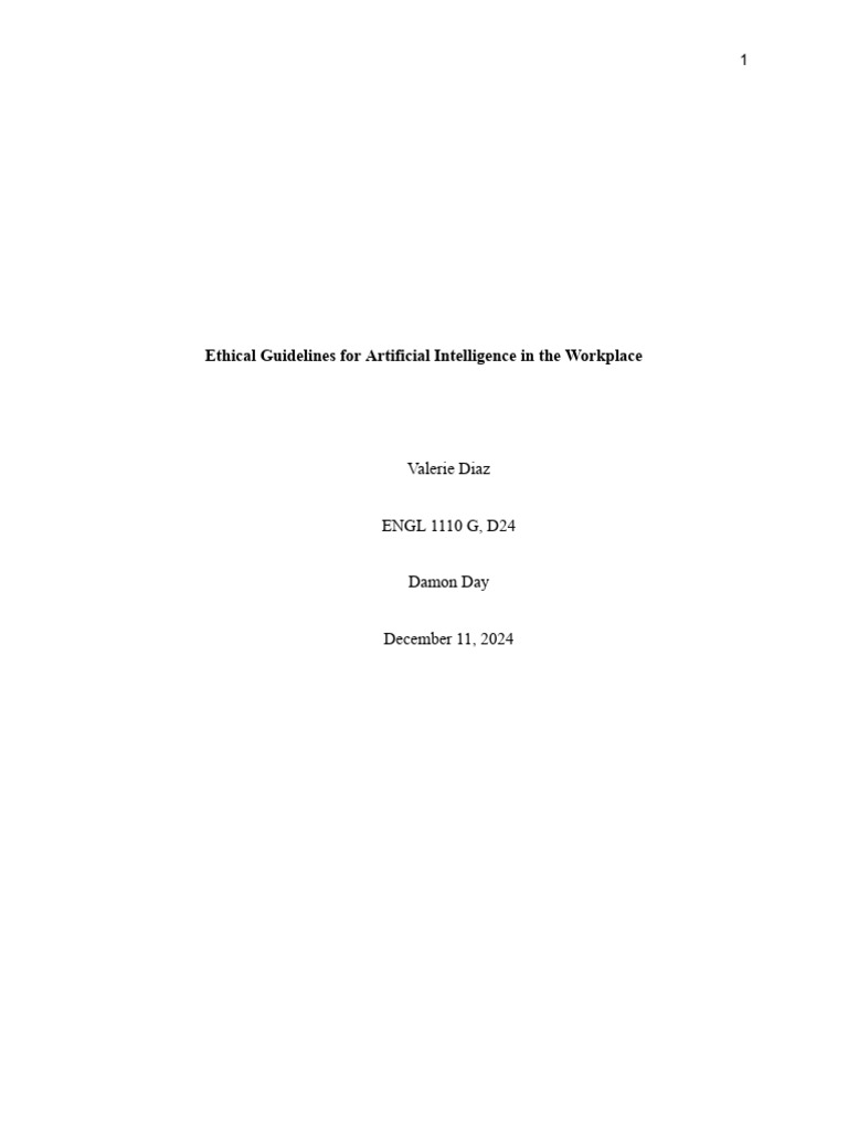 Ethical Guidelines For Artificial Intelligence in The Workplace (Final Draft) | PDF | Artificial ...