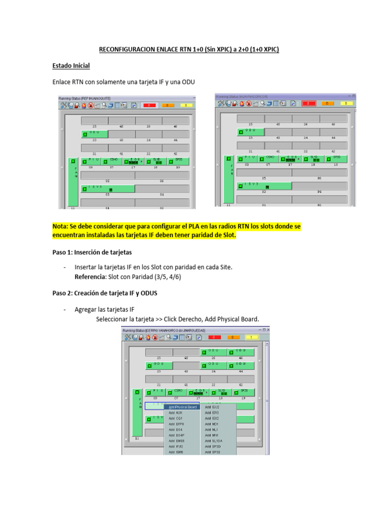 Configuración RTN 1+0 a 2+0 XPIC | PDF