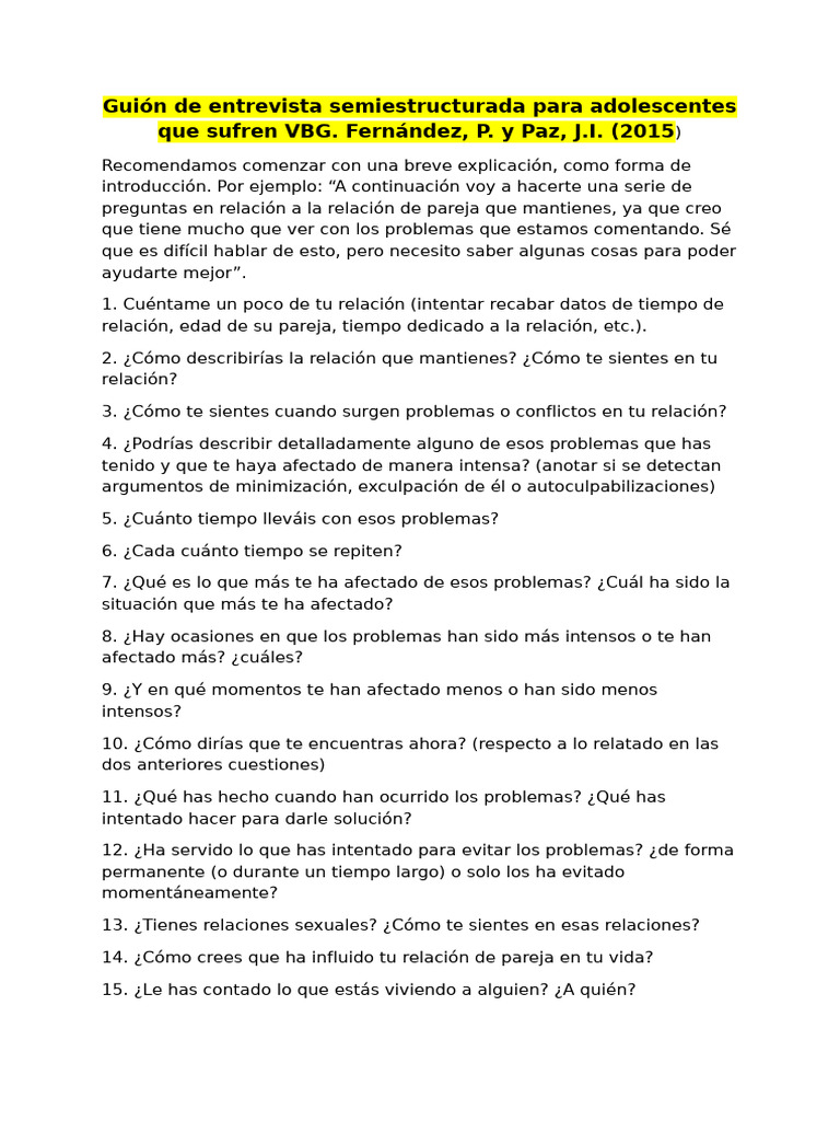 Guión de entrevista semiestructurada | PDF