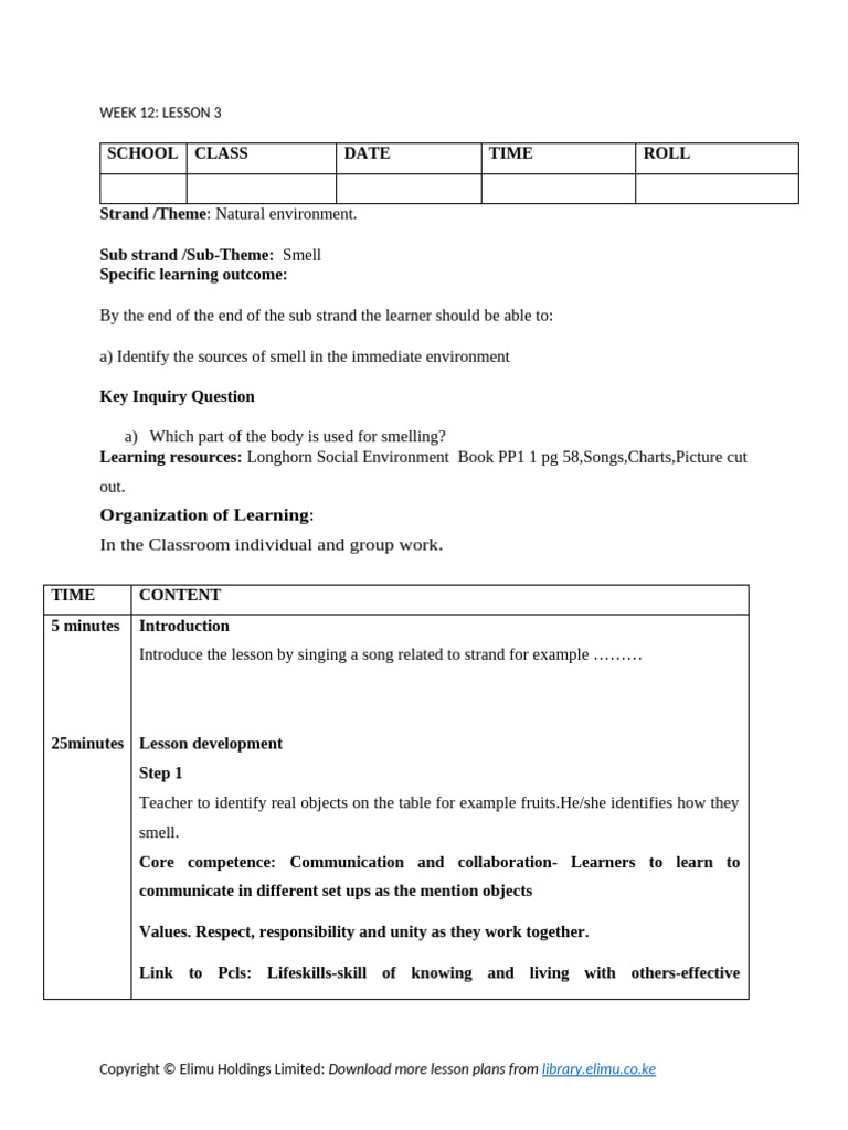 Lognhorn 9 Pp1 Environmental Activities Lesson Plans 121 135 Term 2-3 ...