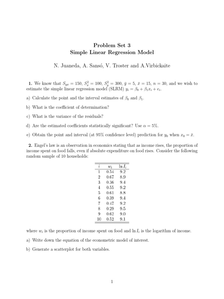 Problem Set 3 - English - W Answers | PDF | Regression Analysis ...