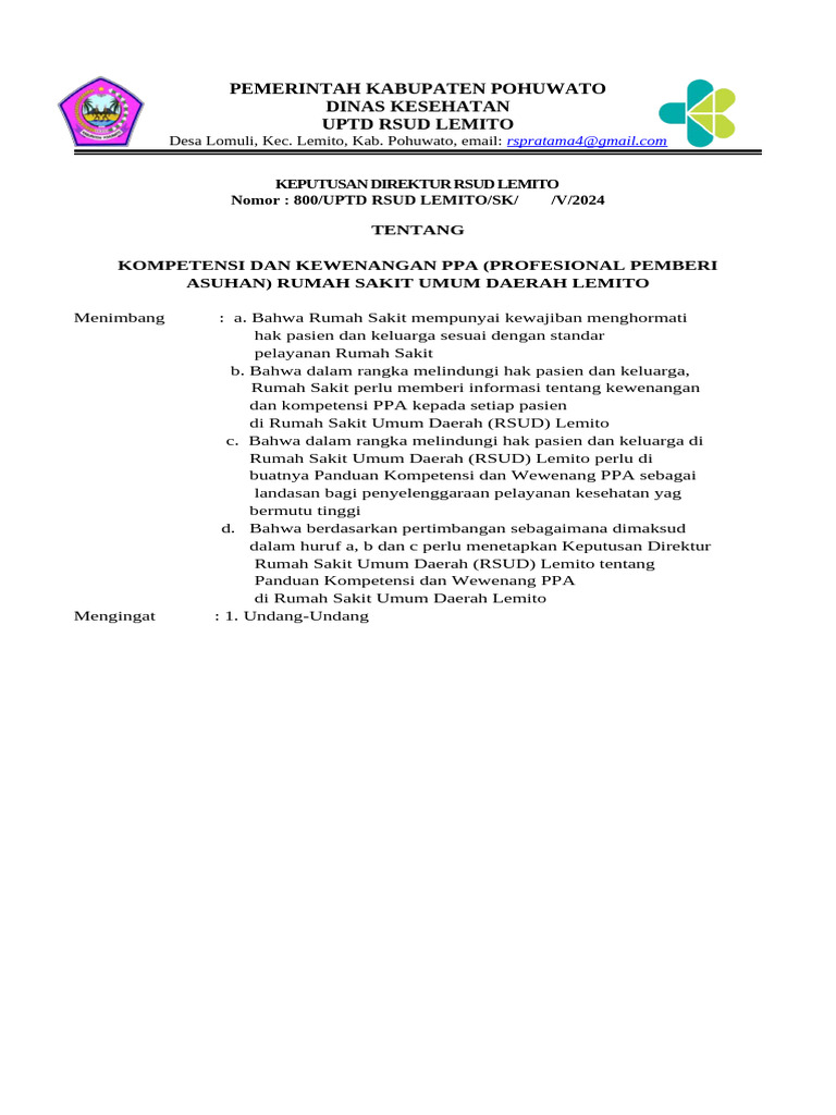 SK Kompetensi Dan Wewenang Ppa | PDF