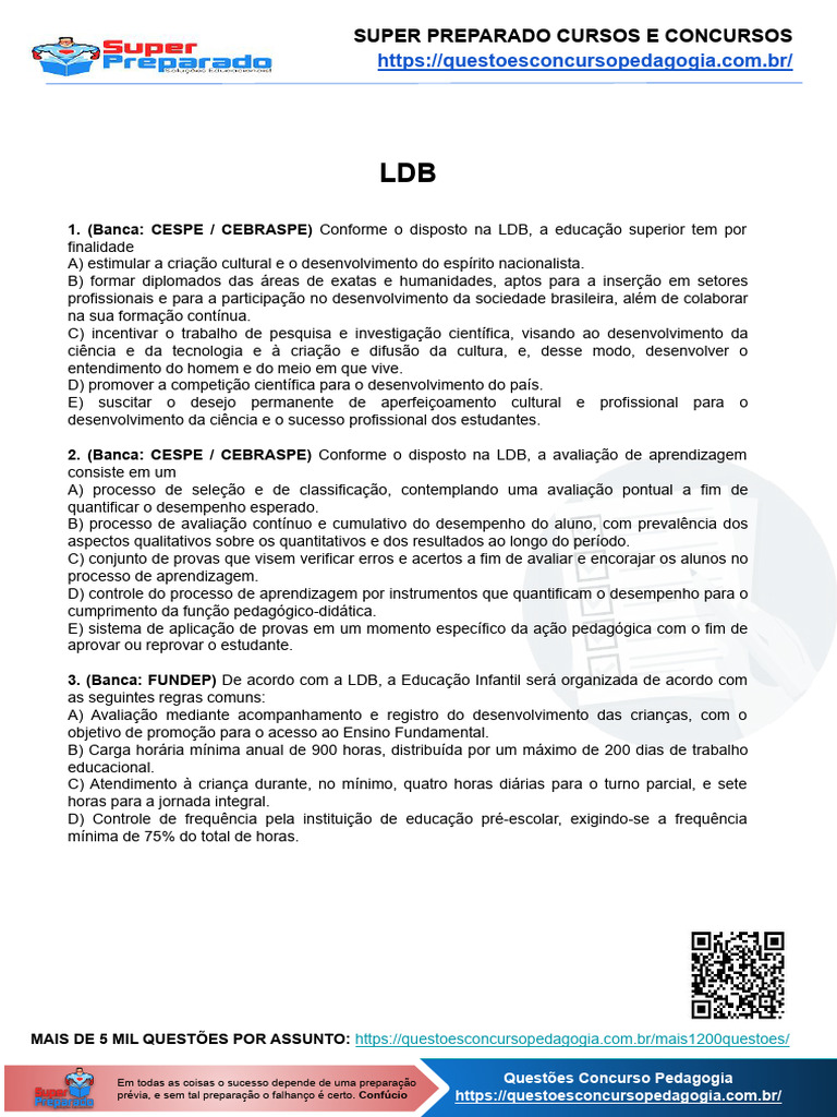 Simulado-sobre-LDB (1) | PDF | Pré-escola | Science
