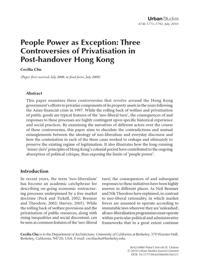 Controversies of Privatization in Hong Kong | PDF | Neoliberalism | Hong Kong