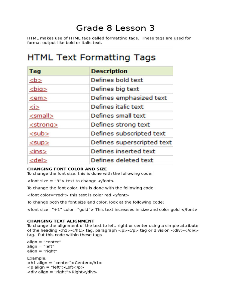G8 Lesson 3 5 | PDF | Html Element | Html