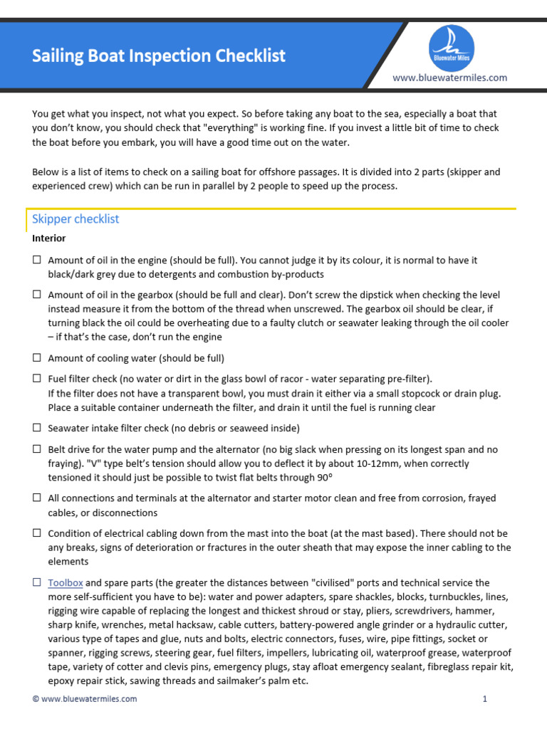 boat-inspection-checklist | PDF | Electrical Connector | Rigging