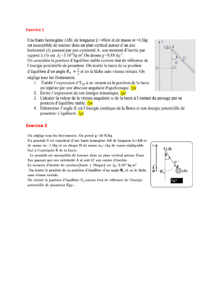 Exercice energie mecanique SM | PDF