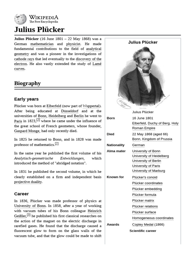 Julius_Plücker | PDF | Geometry | Mathematics