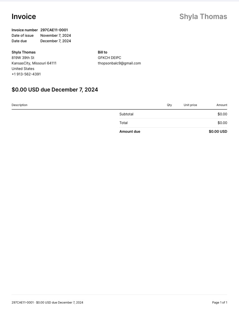 Invoice 297CAE11 0001 | PDF