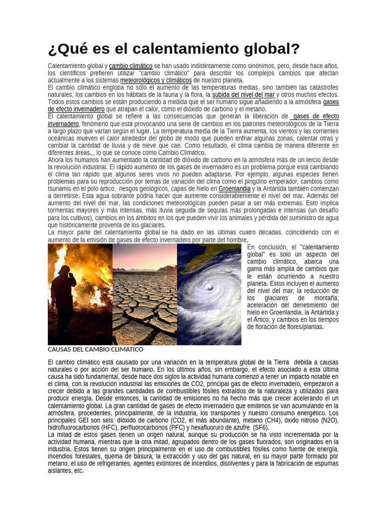 Calentamiento Global y Cambio Climatico | PDF | Cambio climático ...