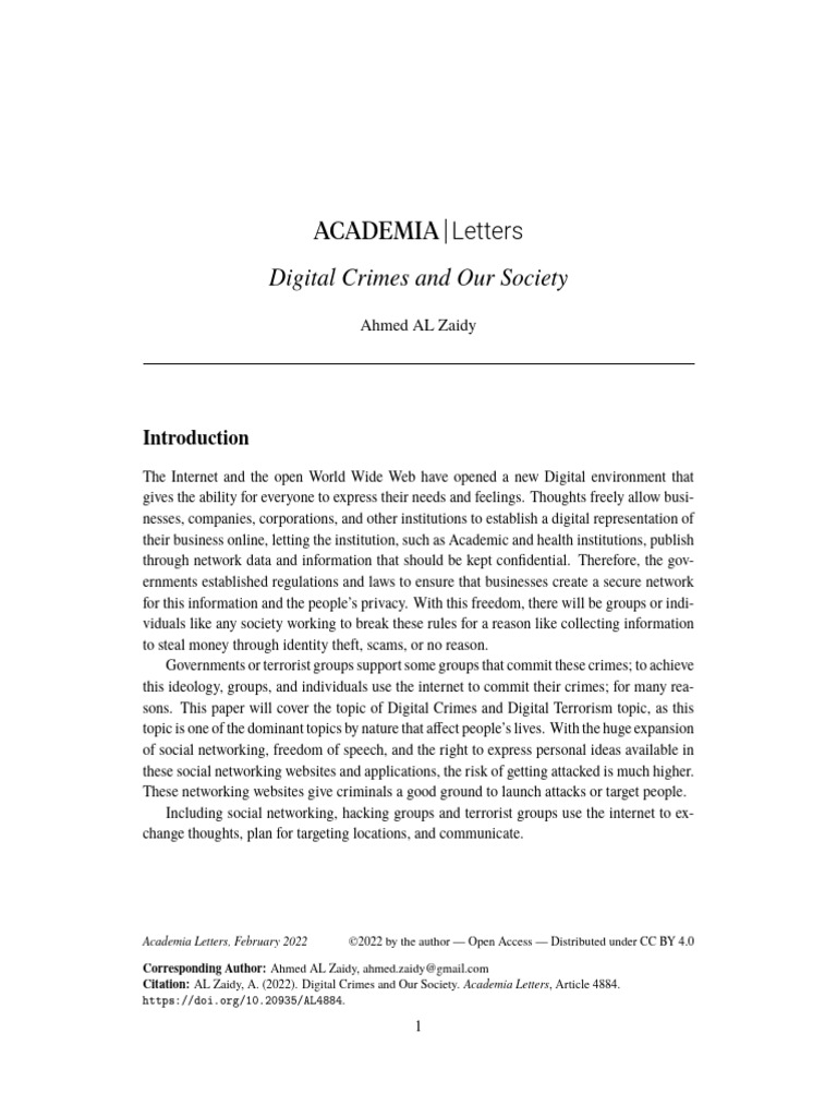 Digital Crimes and Our Society | PDF | Cybercrime | Information Security