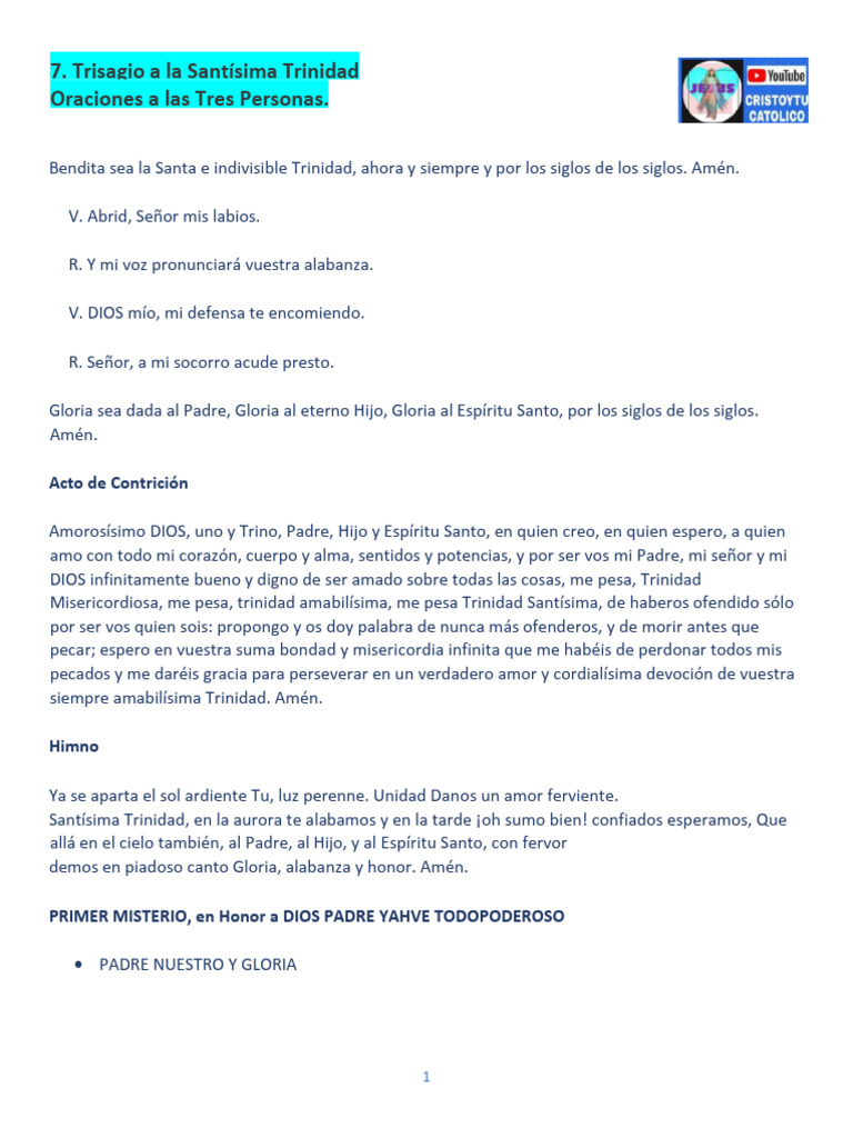 Trisagio a la SANTISIMA TRINIDAD | PDF | Trinidad | Perdón Trisagio a la SANTISIMA TRINIDAD | PDF | Trinidad | Perdón