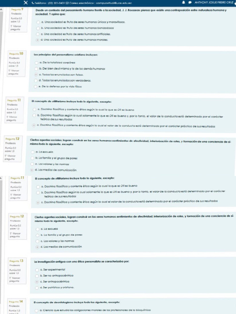 Examen Semestral Bioética BF2-004 | PDF | Utilitarismo | Moralidad