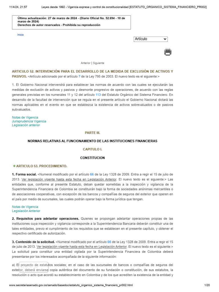 Leyes Desde 1992 - Vigencia Expresa y Control de Constitucionalidad (ESTATUTO - ORGANICO ...