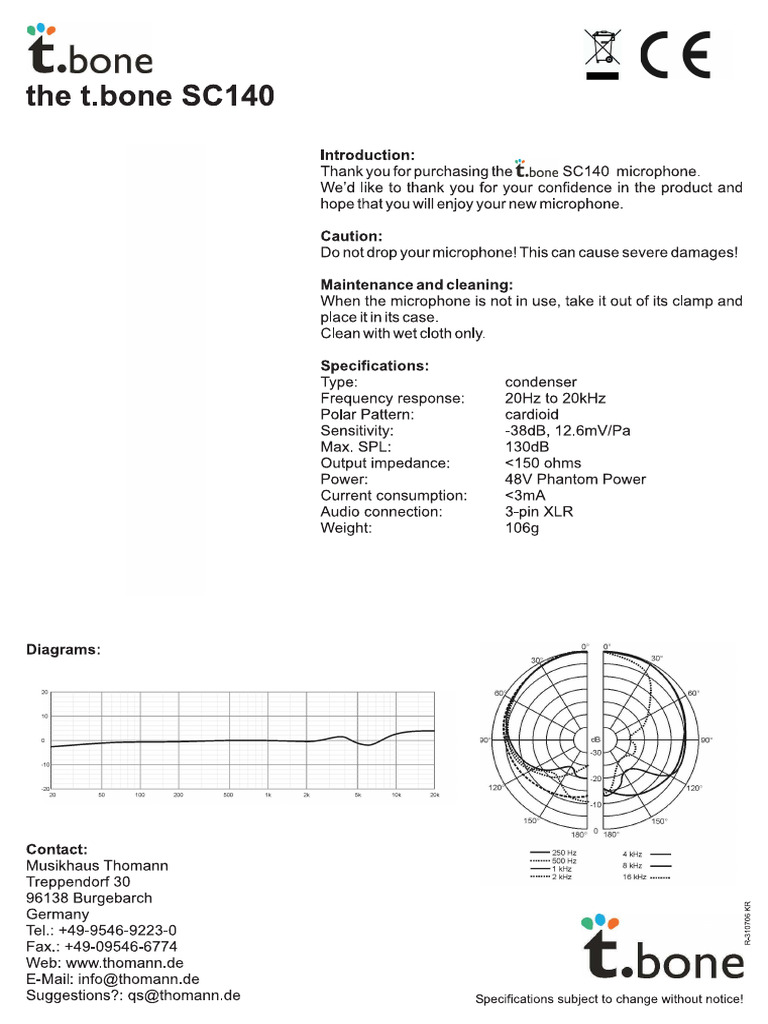 T-bone Sc140 Datasheet v1 Eng | PDF
