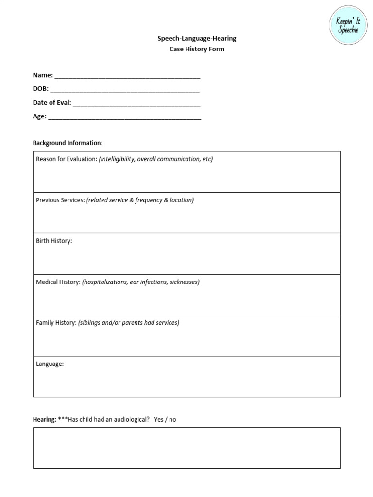 Speech-Language Evaluation Form | PDF