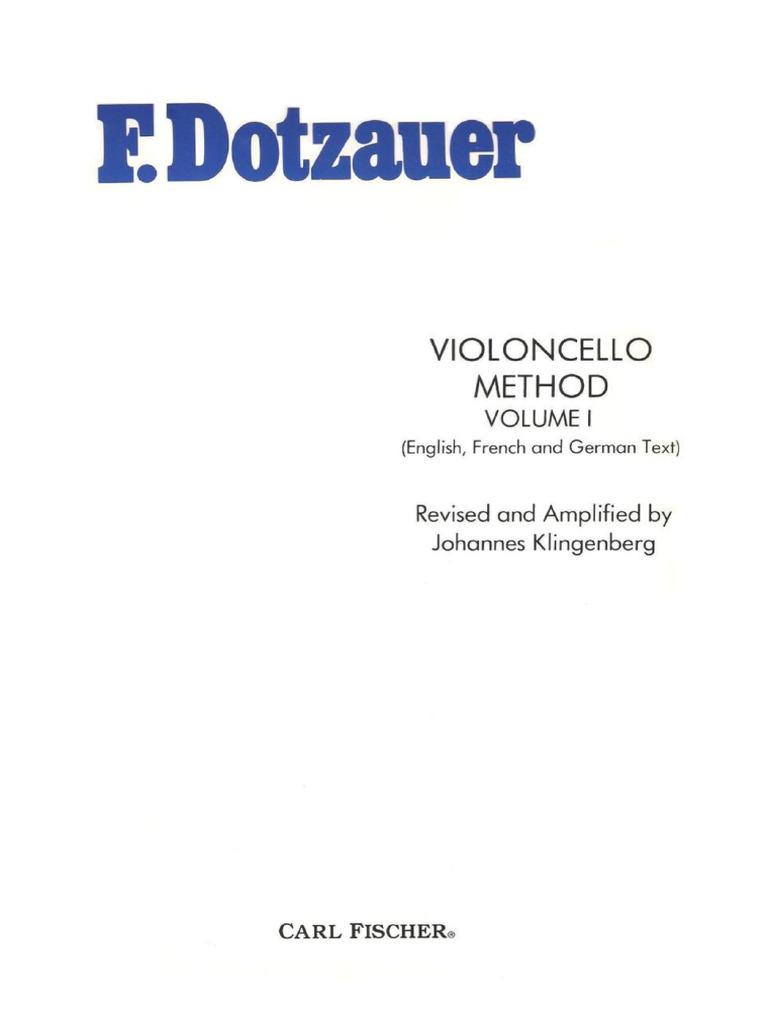 Método Violoncello - Dotzauer - Volume 01 | PDF