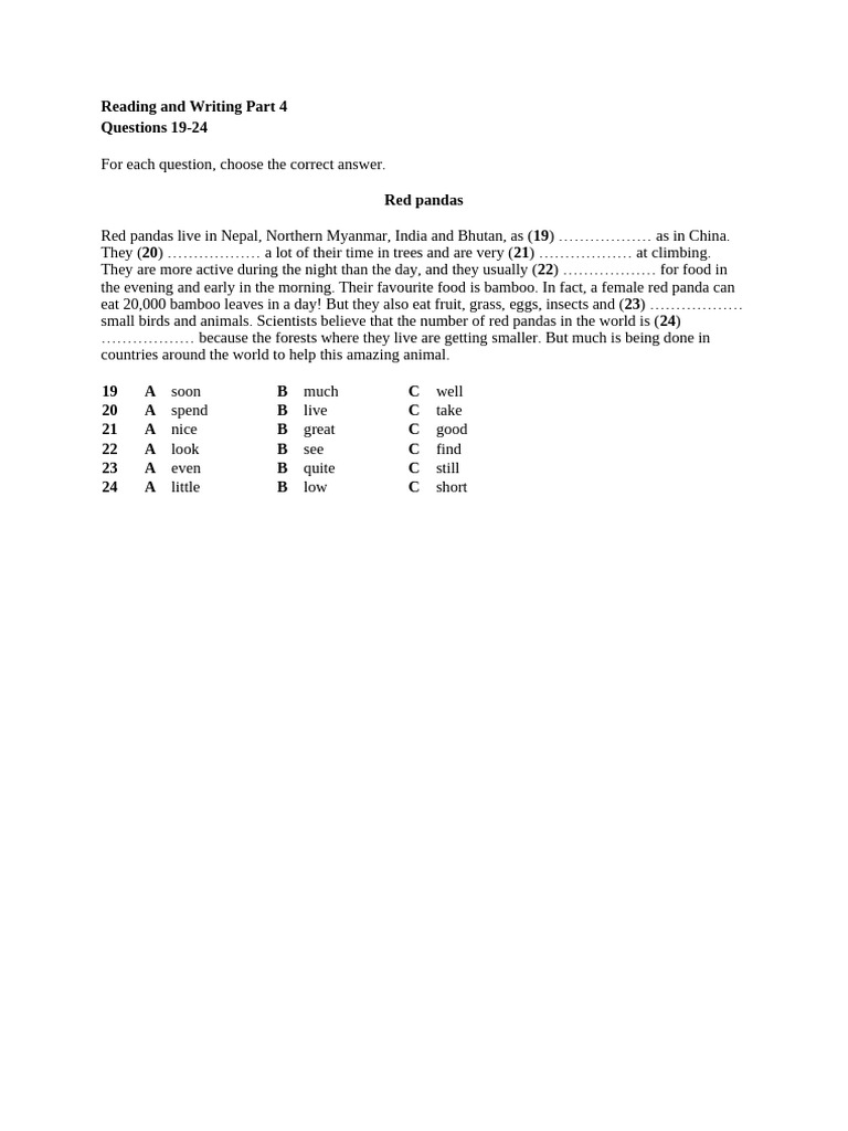 K - Reading PART 4 – Gapped Text III | PDF
