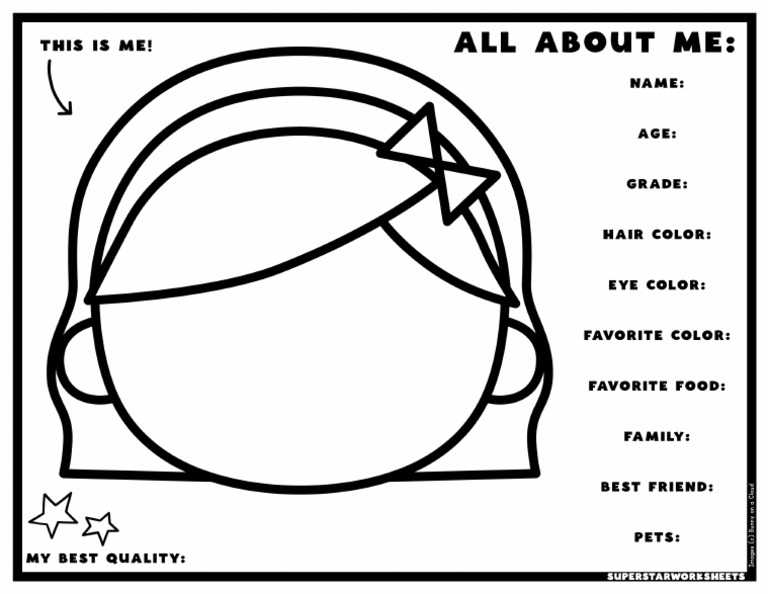 All About Me Face Template Girl 4 | PDF