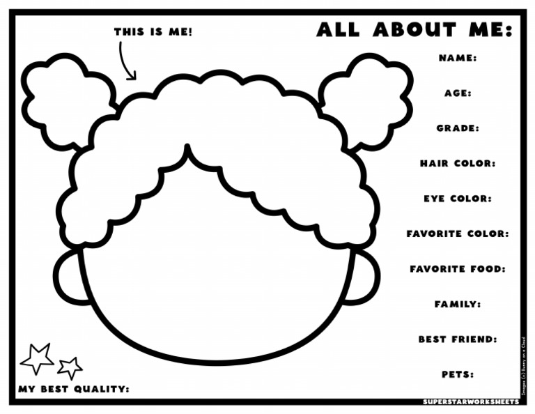 All About Me Face Template Girl 1 | PDF