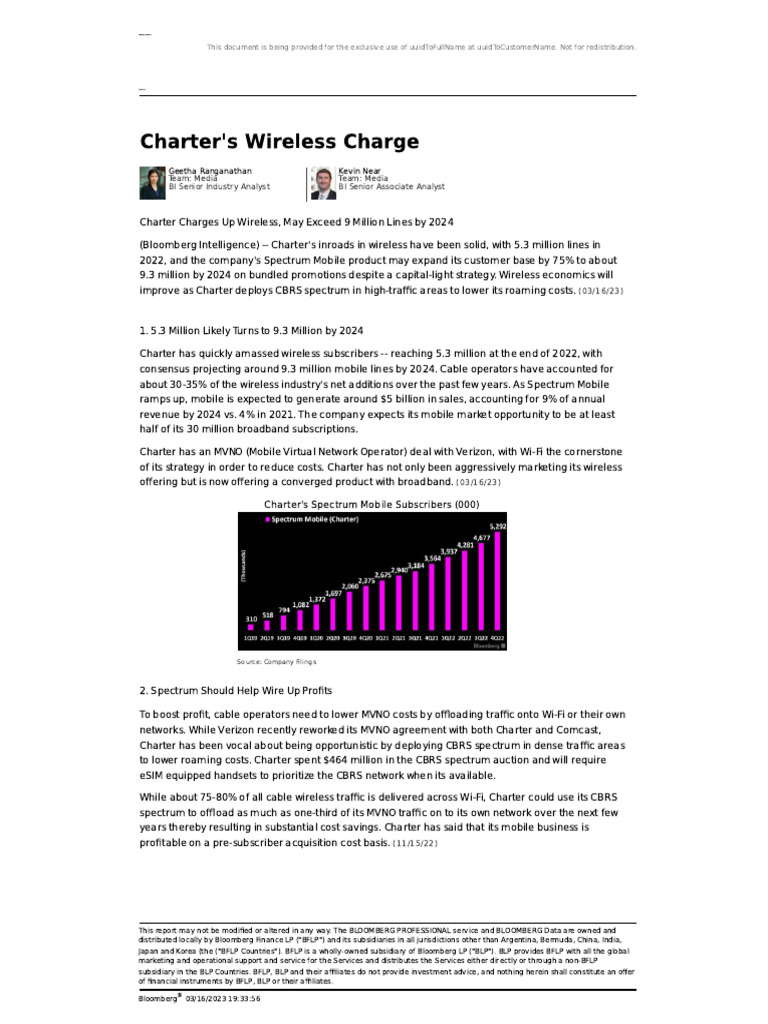 Charter Wireless Growth | PDF