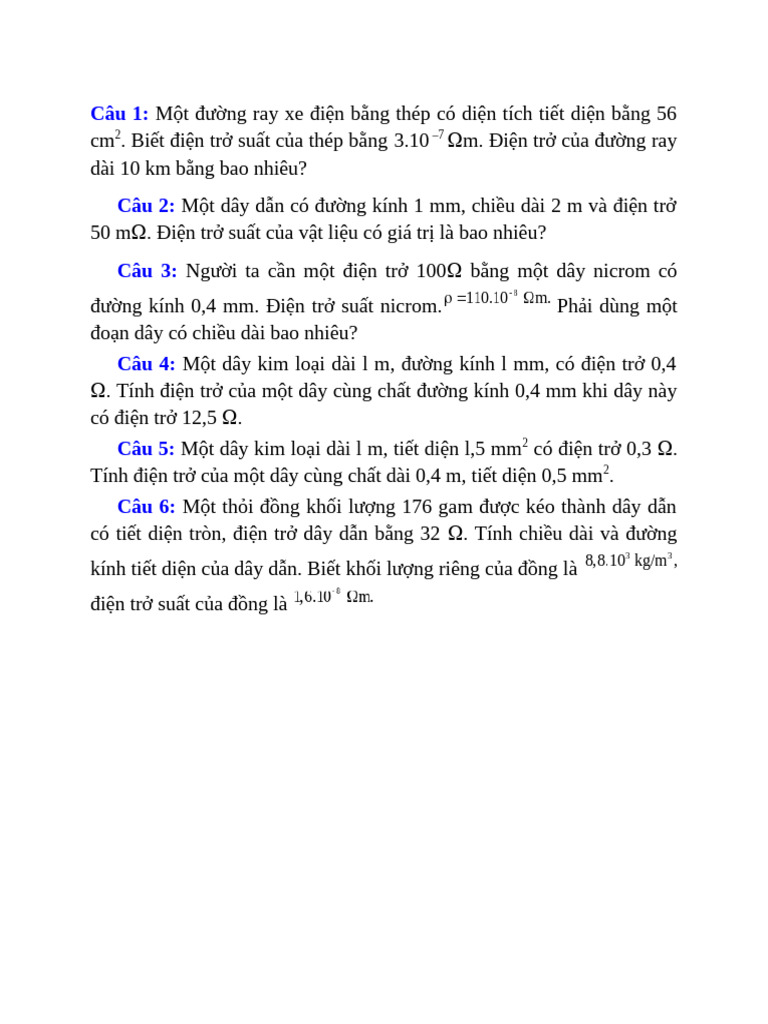 BT CT Điện Trở | PDF