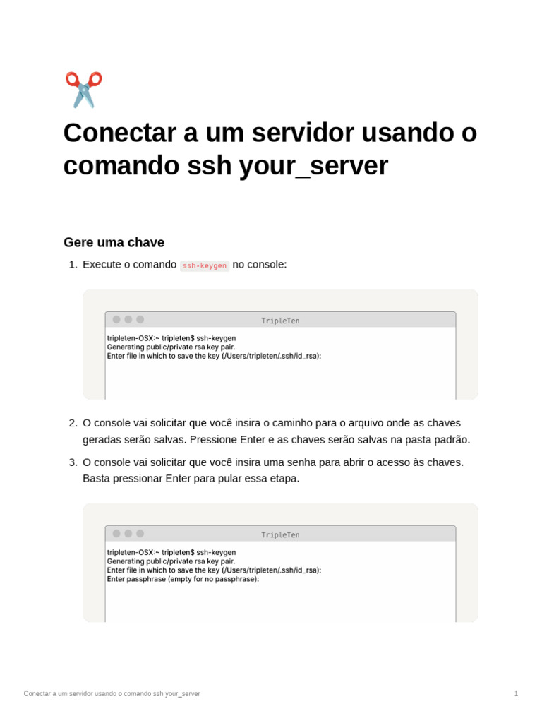 1 4 Conectar A Um Servidor Usando O Comando Ssh Your Server Pdf Cápsula Segura Servidor