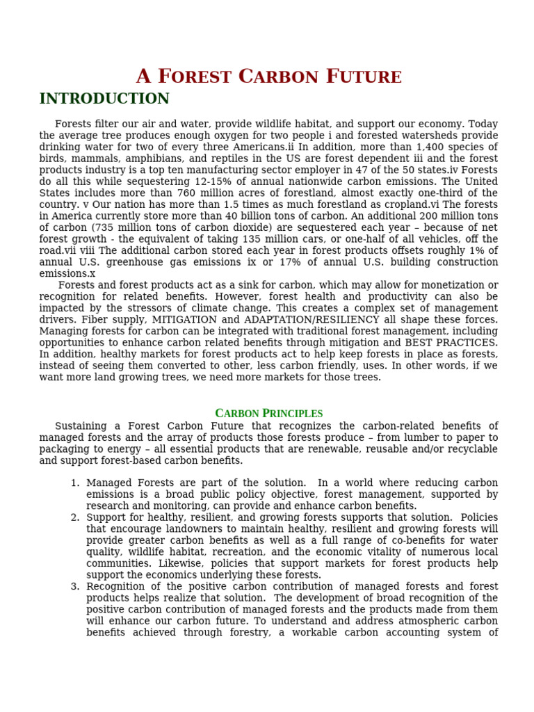 A Forest Carbon Future Abridged | PDF | Climate Change Mitigation ...