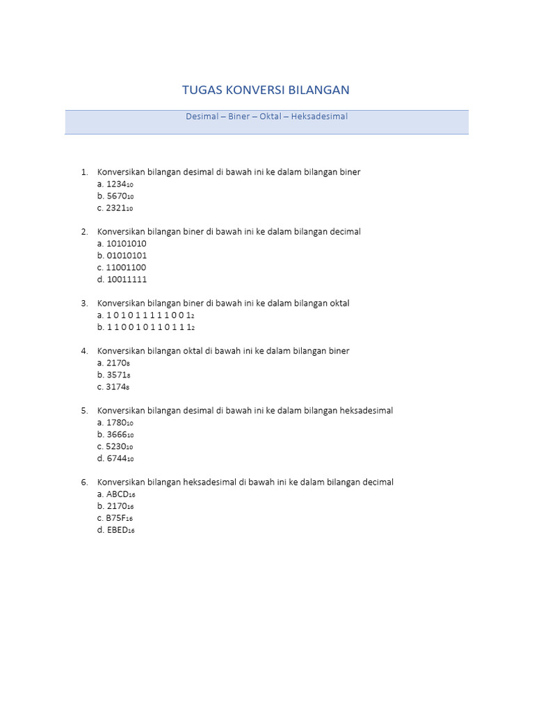Tugas Konversi Bilangan Dboh | PDF