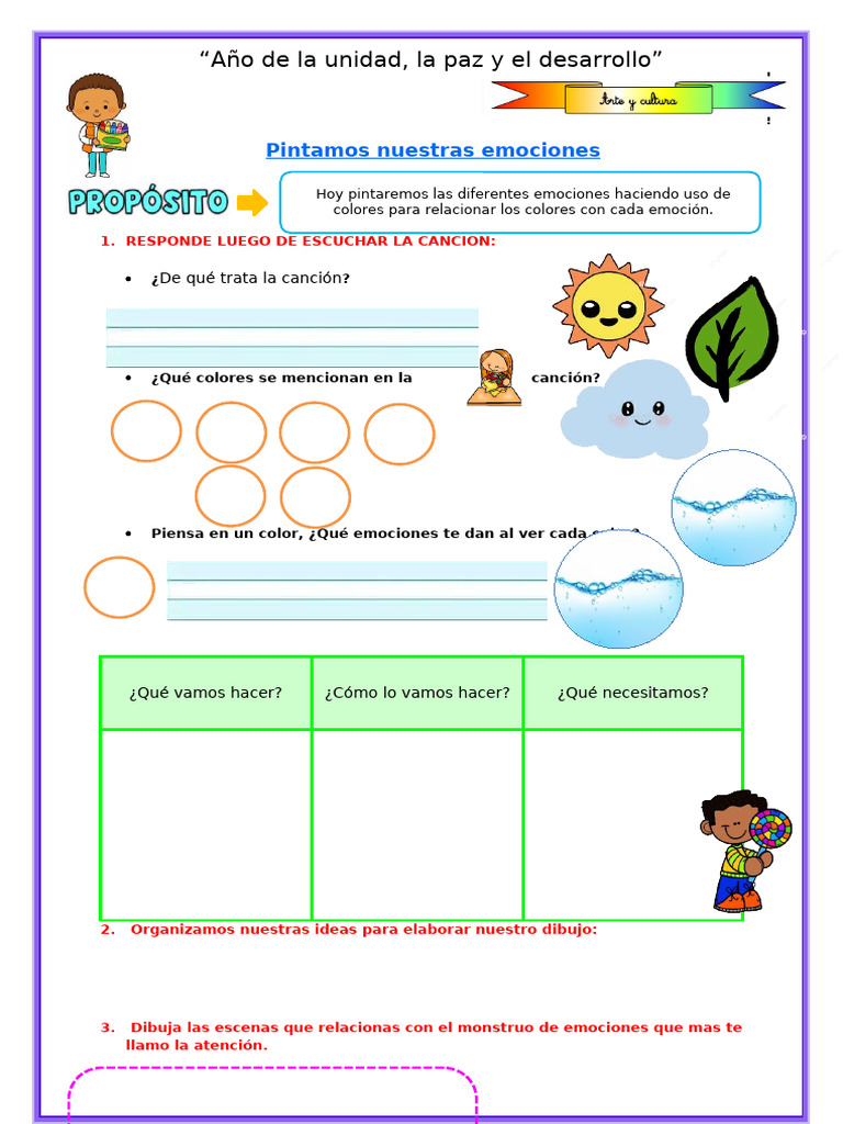 E1 S2 Ficha D5 Arte Pintamos Nuestras Emociones | PDF