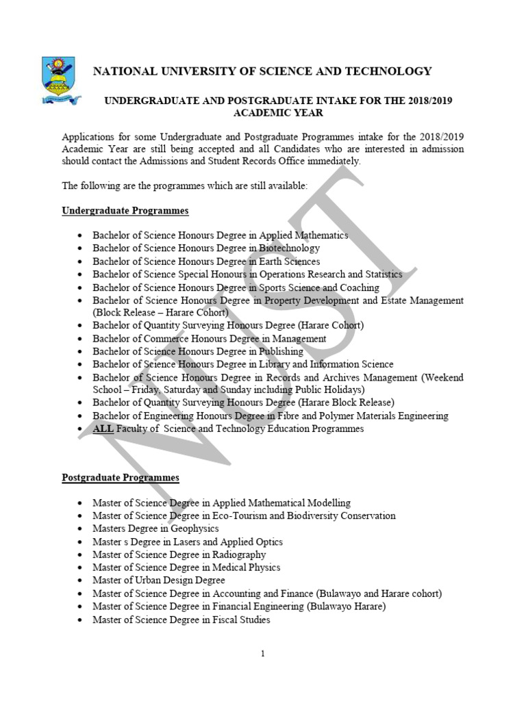 Available Nust Degree Undergrad Postgrad Programmes | PDF | Bachelor's Degree | Qualifications