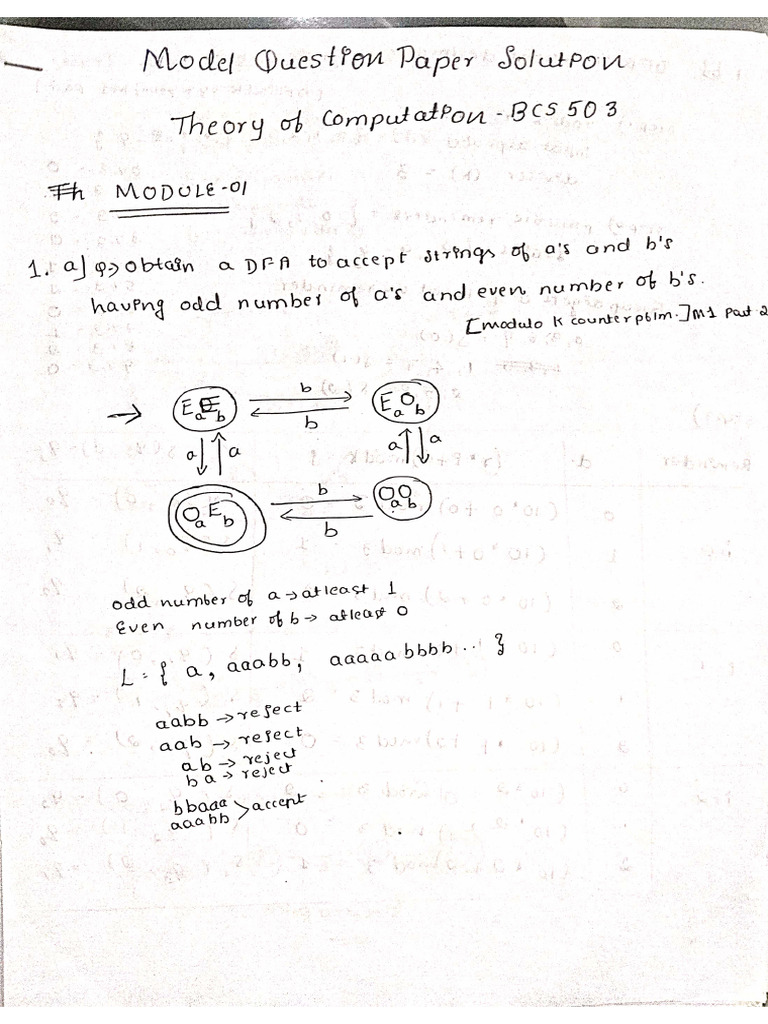 TOC Model QP Solutions BCS503 | PDF