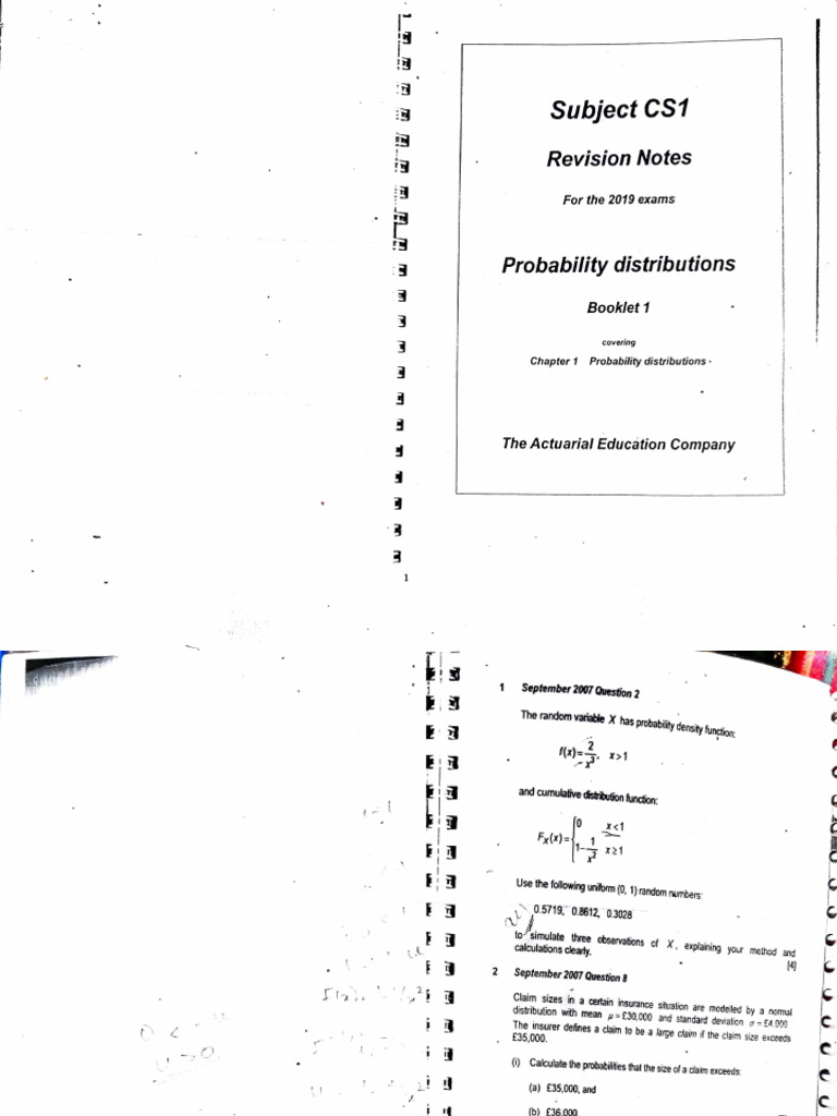 Booklet 1 CS1 | PDF | Probability Distribution | Probability Density Function