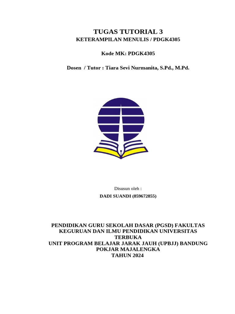 TUGAS TUTORIAL 3 KETERAMPILAN MENULIS_DADI SUANDI | PDF