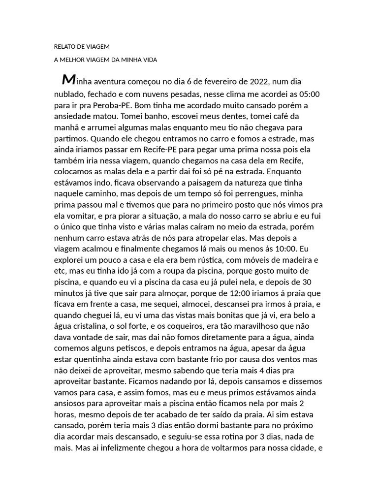 RELATO DE VIAGEM | PDF