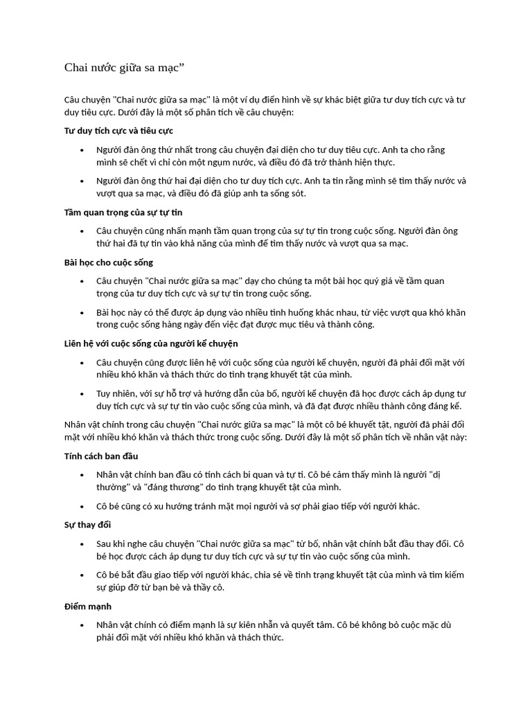 Chai Nư C Gi A Sa M C": Tư Duy Tích C C Và Tiêu C C | PDF